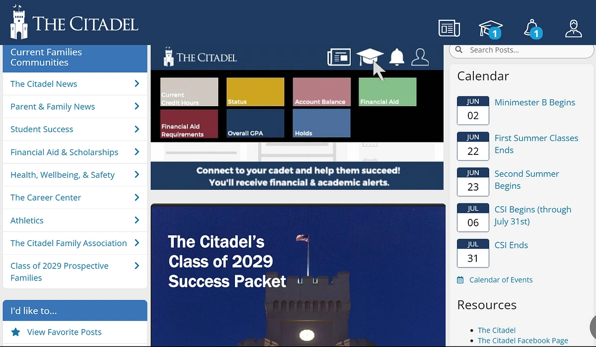 Making A Connection with Your | The Citadel Parent and Family Portal