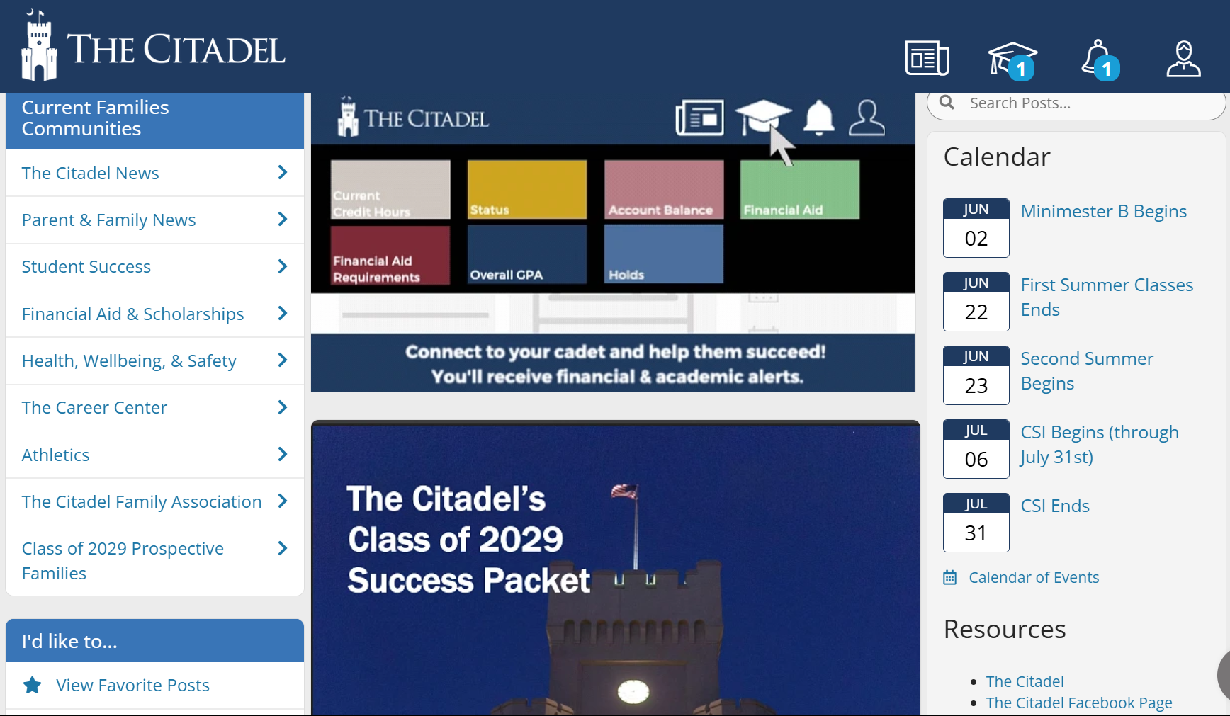 Making A Connection with Your | The Citadel Parent and Family Portal